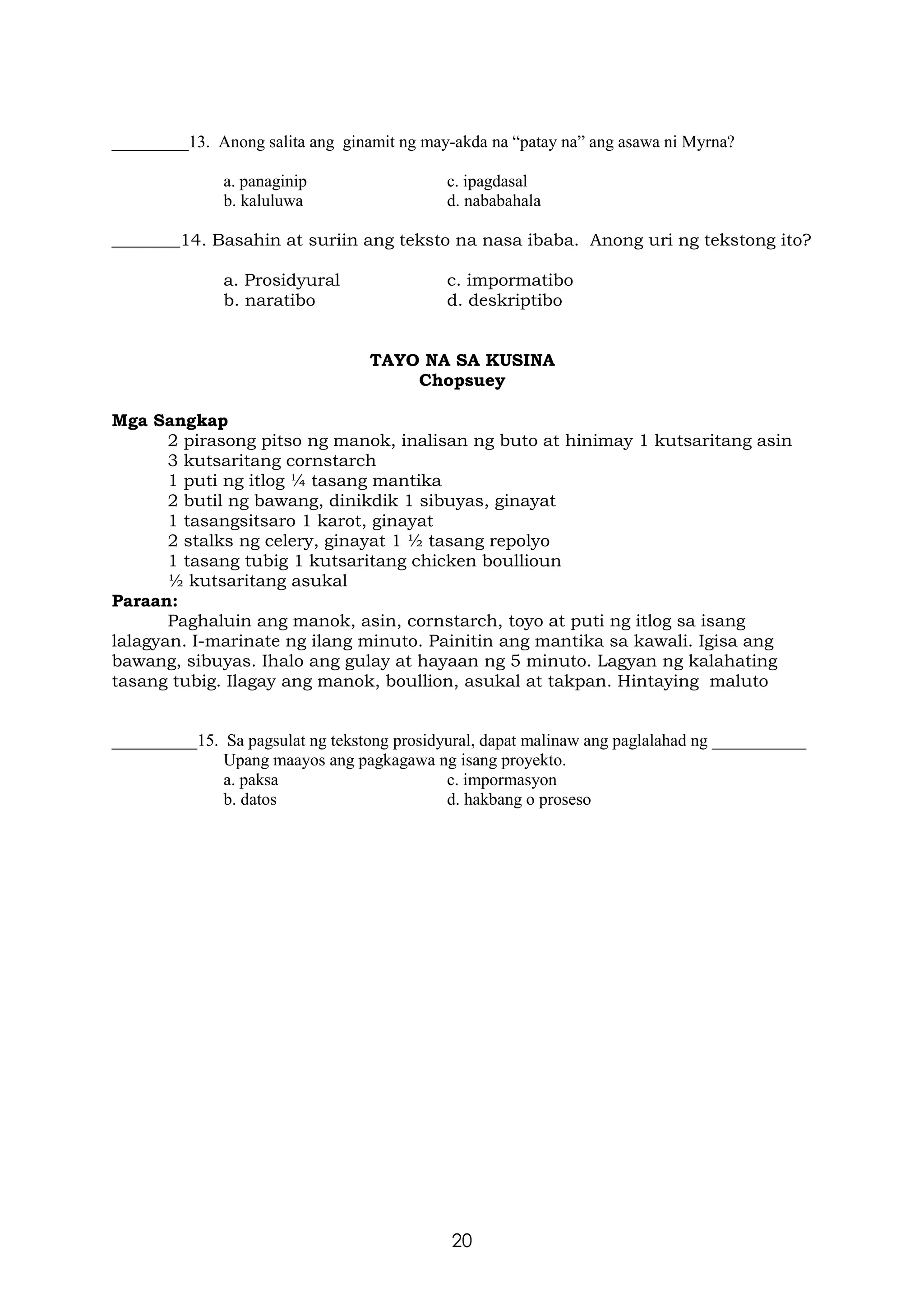 Mga Uri ng Teksto | PDF