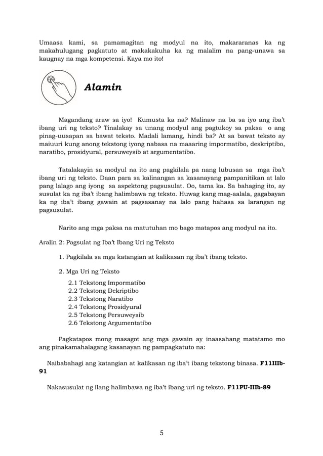 Mga Uri ng Teksto | PDF