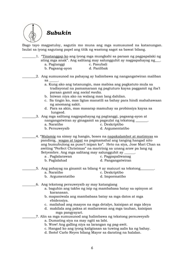 Mga Uri ng Teksto | PDF