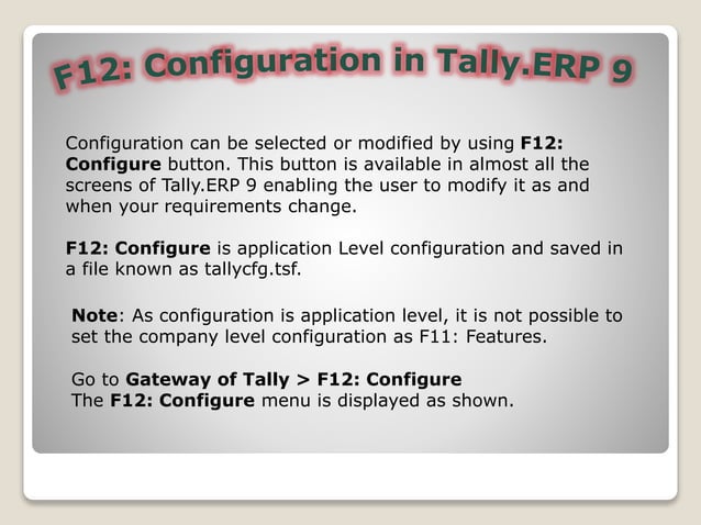 Configuration In Tally .ERP 9 | PPTX | Credit Cards | Personal Debt