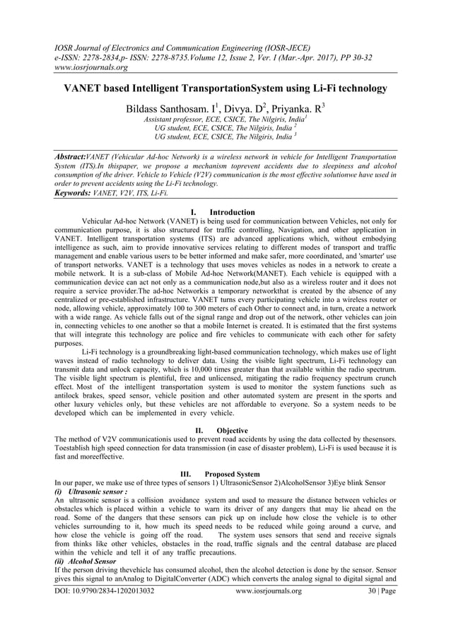VANET based Intelligent TransportationSystem using Li-Fi technology | PDF