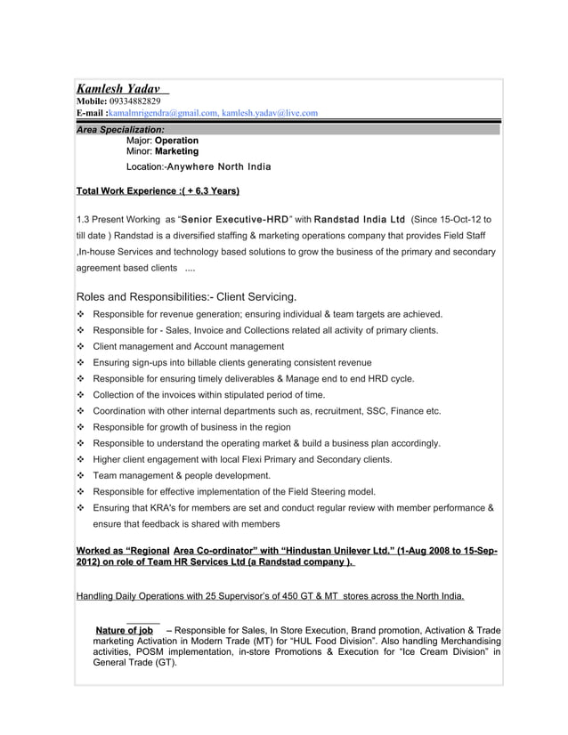 Resume of Kamlesh. | DOC | Logistics | Business