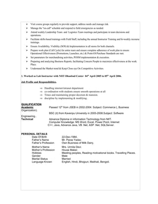Resume of Kamlesh. | DOC | Logistics | Business