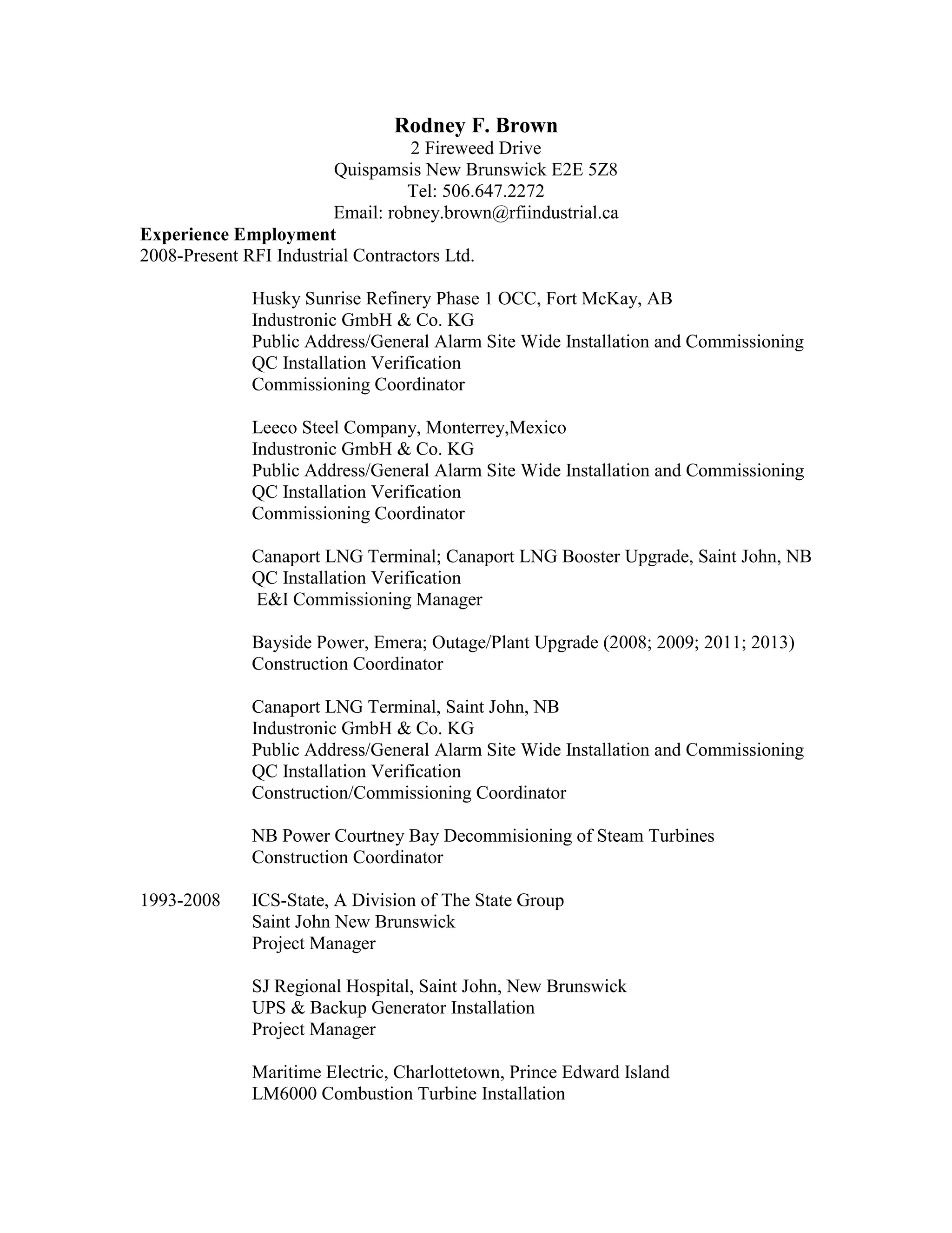 RodneyBrown_CV_July2015 | PDF