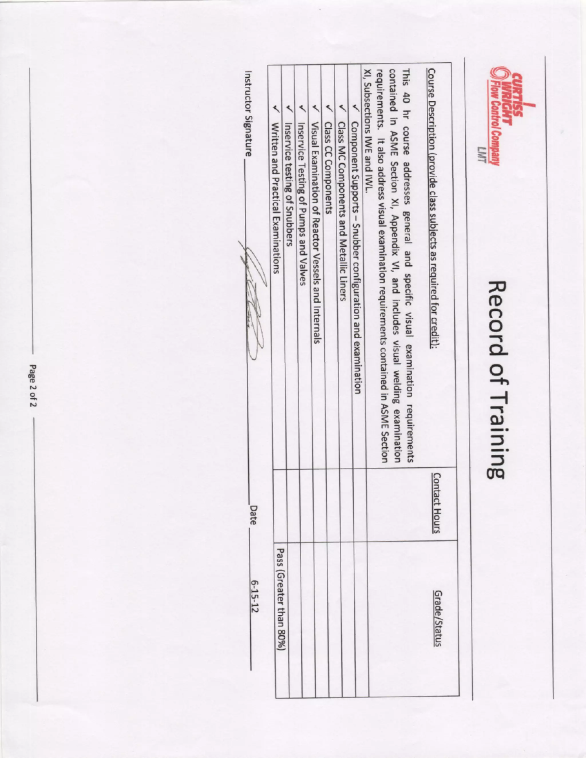 LMT VT Training Cert | PDF
