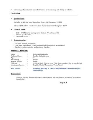 sujish resume 12 | PDF
