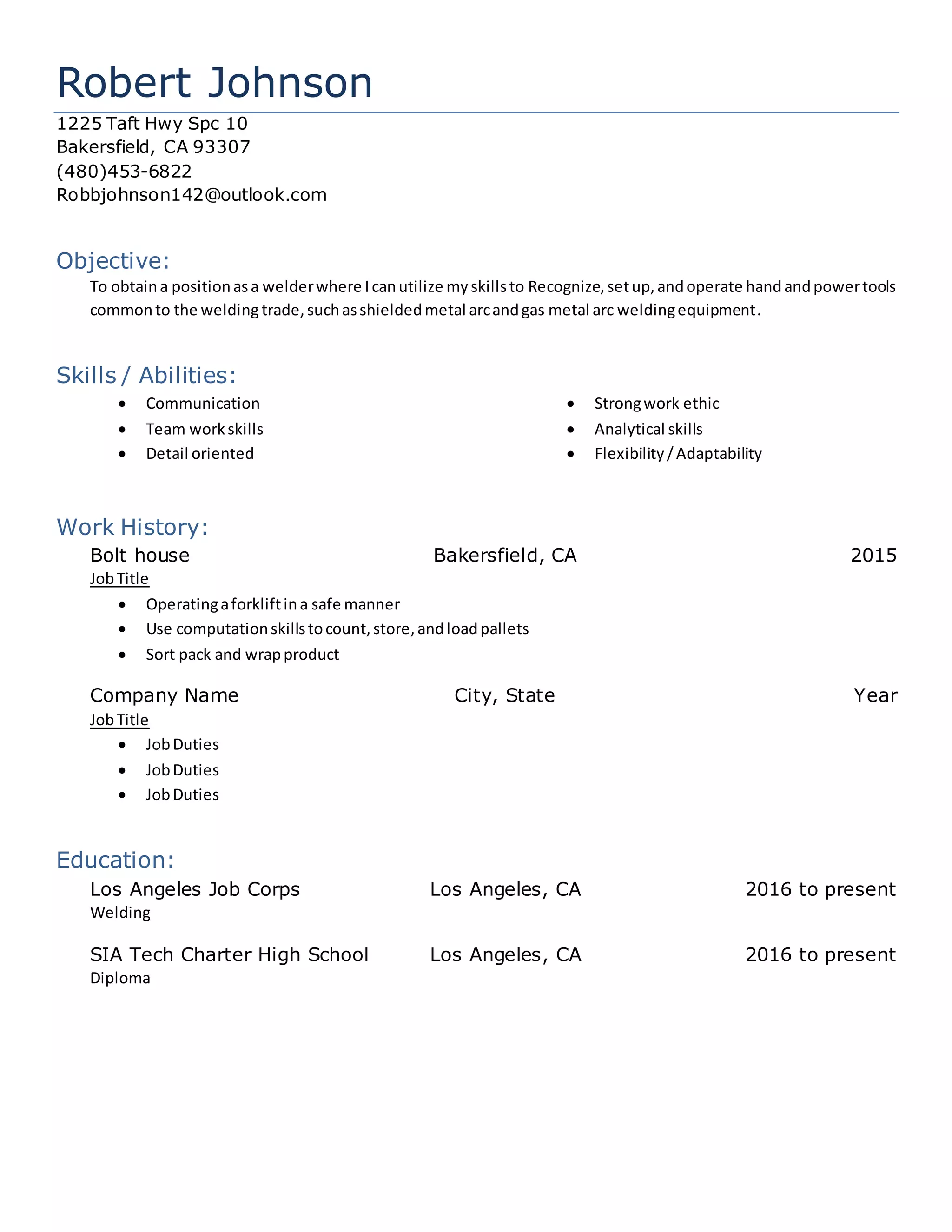 Robert Resume Temp | DOCX
