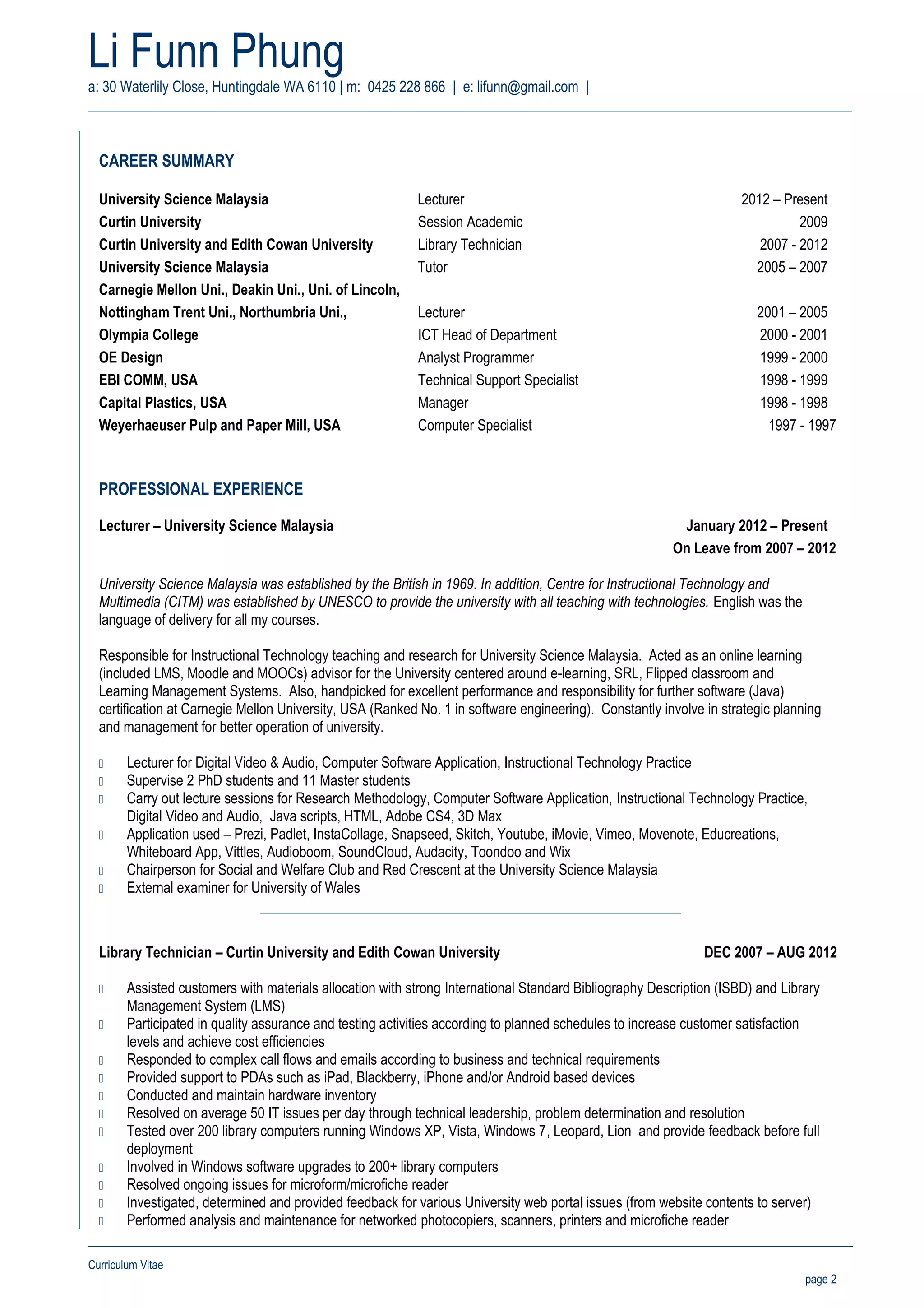 Resume-2Phung | DOC | Professional School | Postgraduate Education
