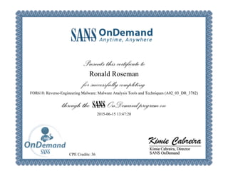 FOR610 Completion Cert | PPT