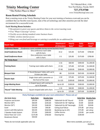 Trinity Meeting Center - Rates and Packages | PDF | Hotel Properties ...