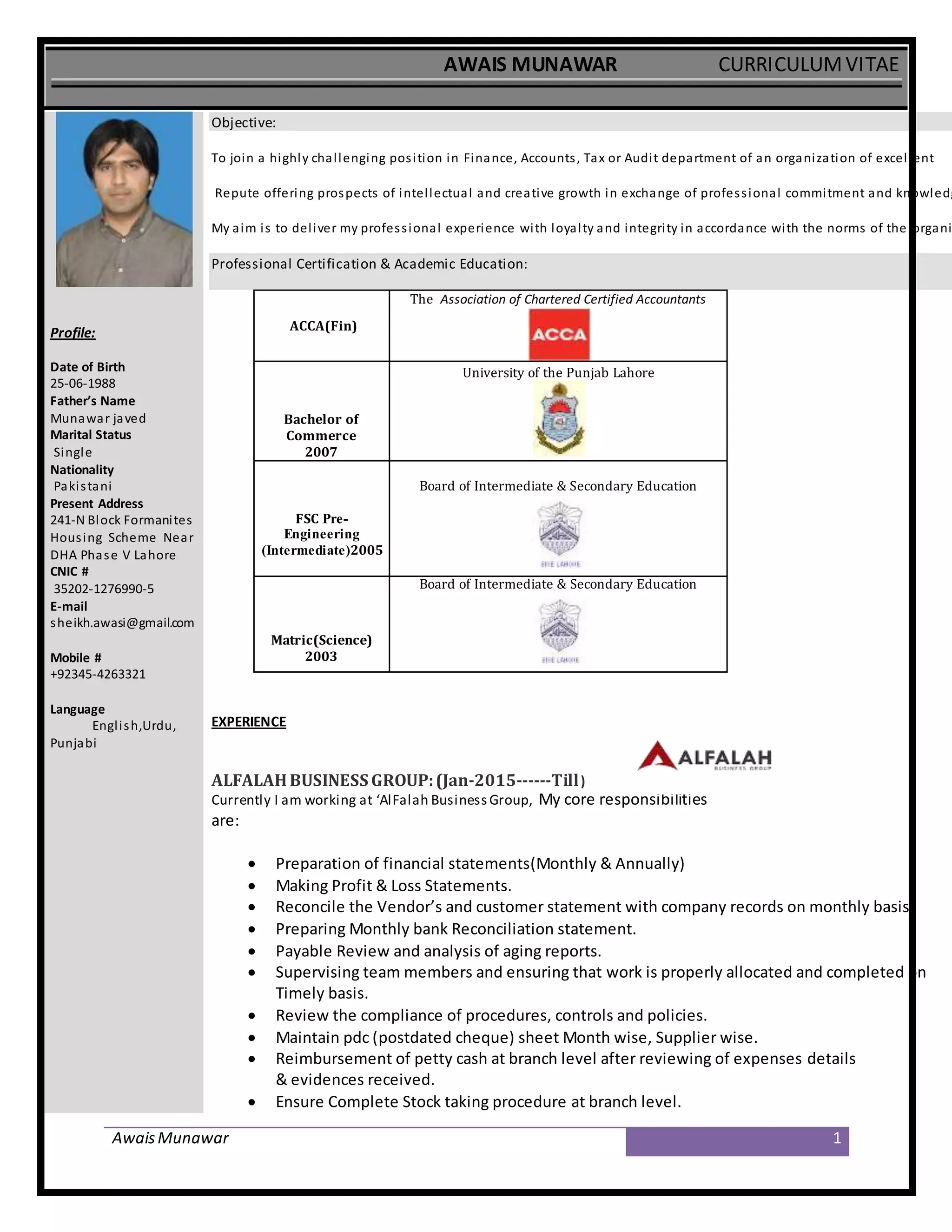 Awais Munawar CV | PDF