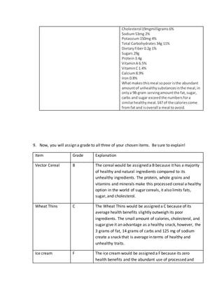 Nutrition Label Assignment - Example | PDF