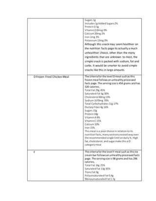 Nutrition Label Assignment - Example | PDF