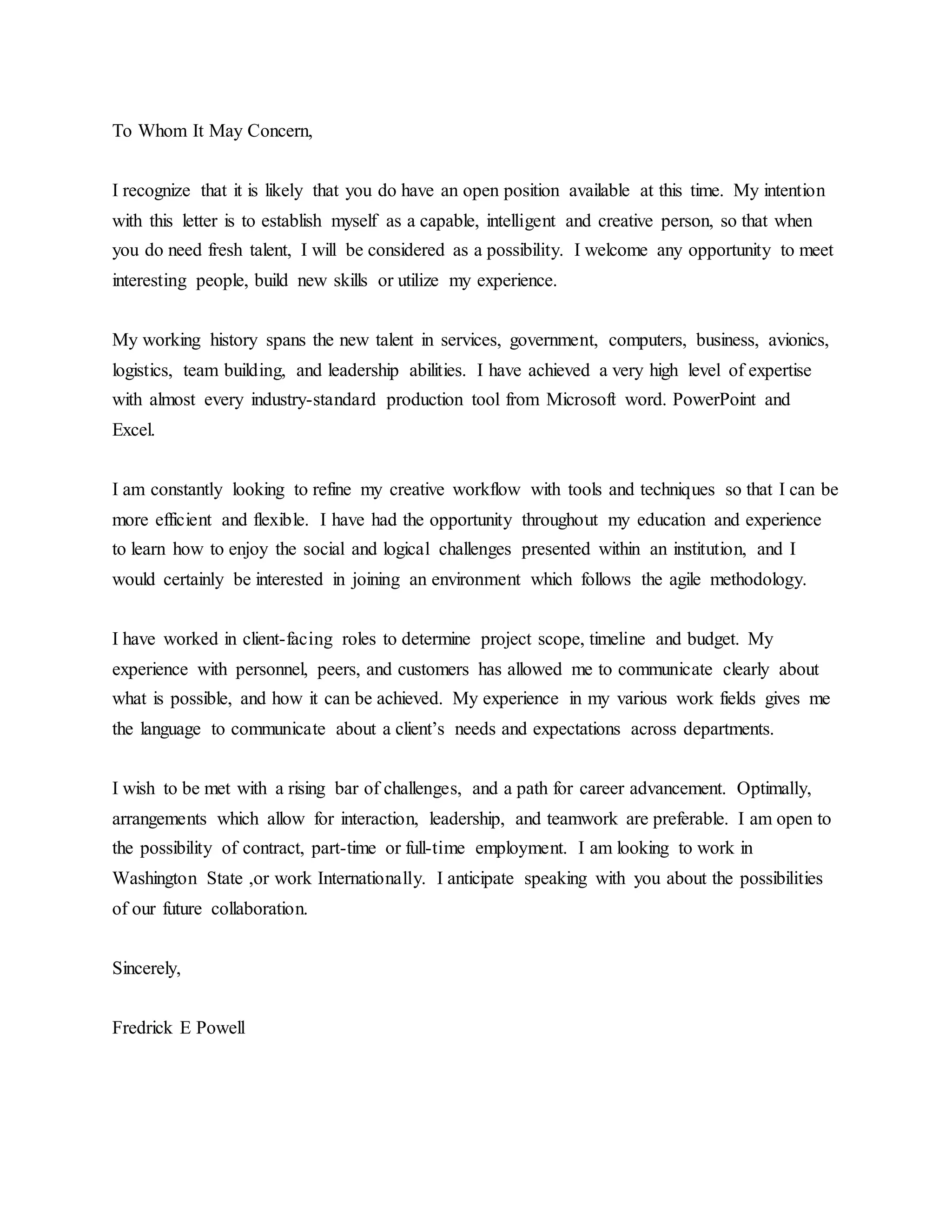 Universal Cover Letter | DOCX