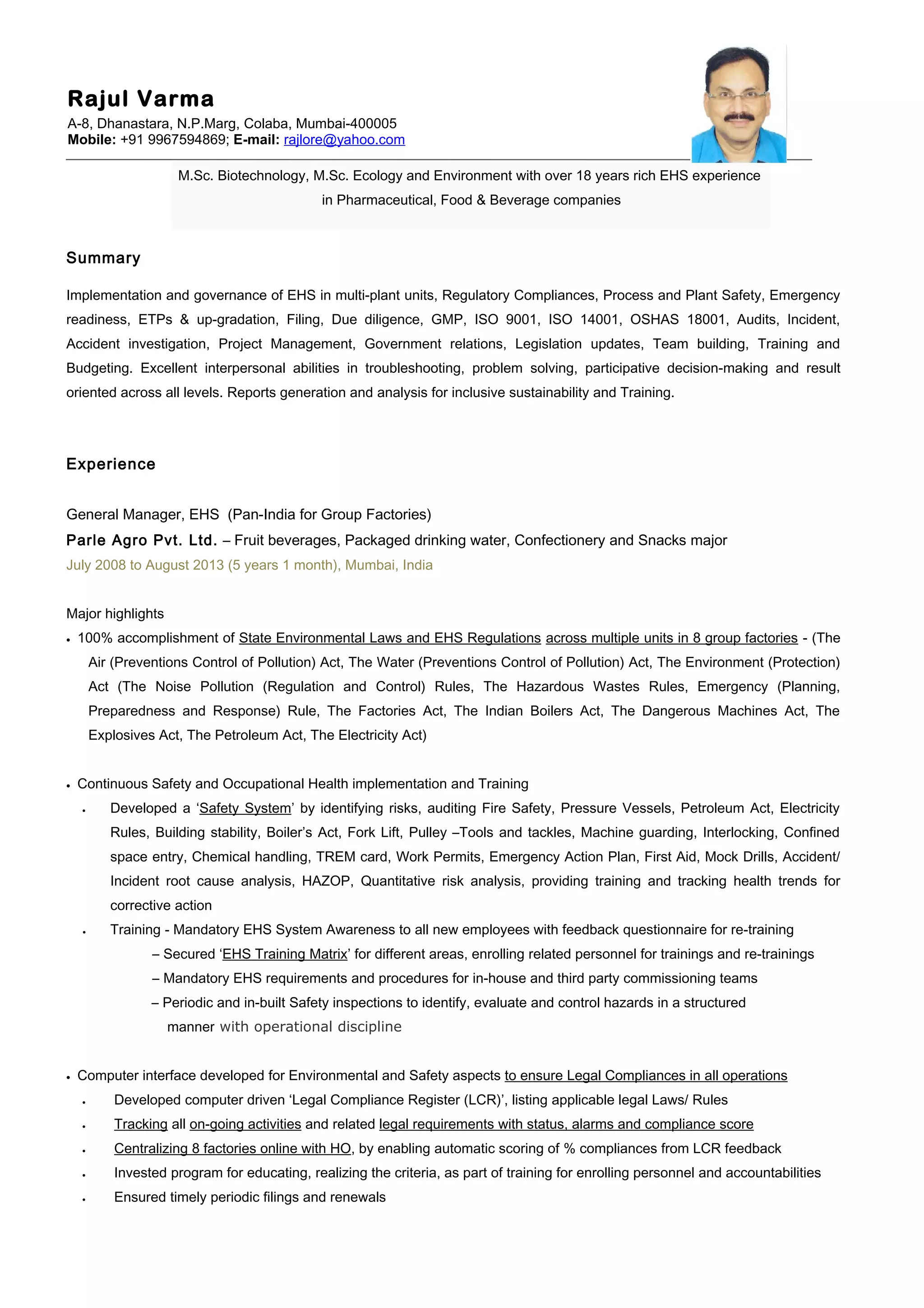 Rajul Varma TM - Resume | DOC