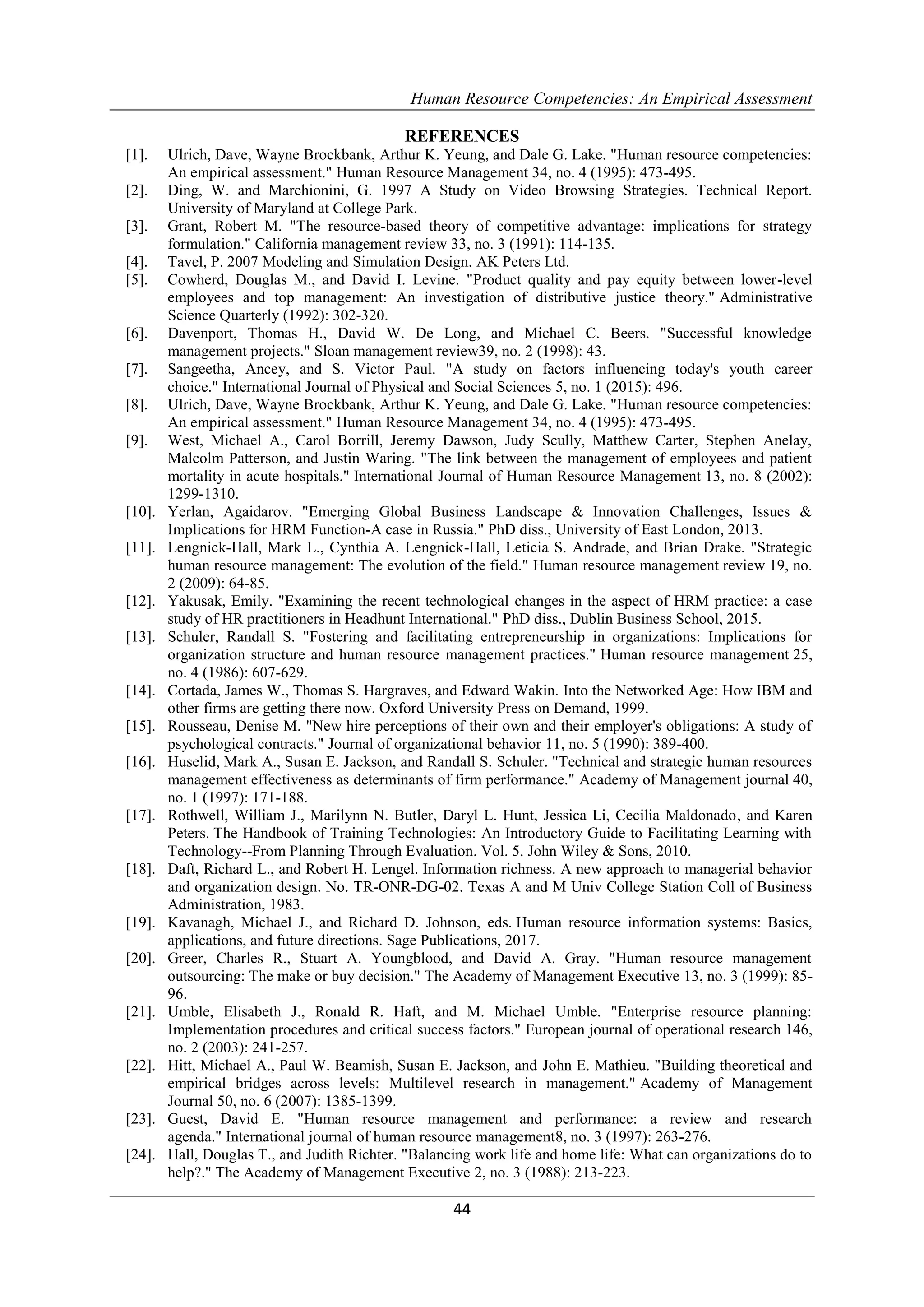 Human Resource Competencies: An Empirical Assessment | PDF