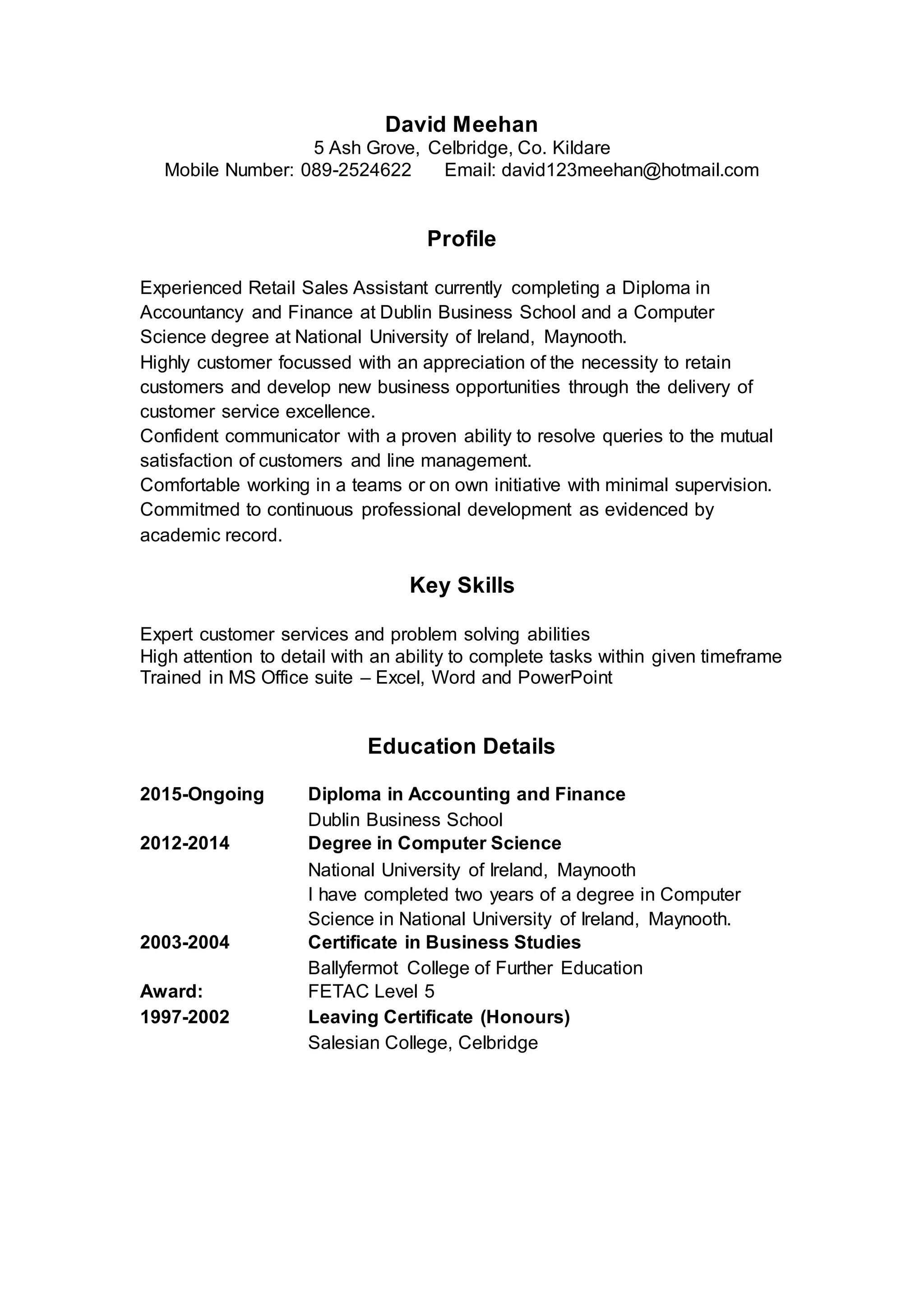 davids cv momentum 2015 | PDF