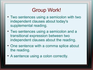 Semicolons | PPT
