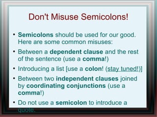 Semicolons | PPT