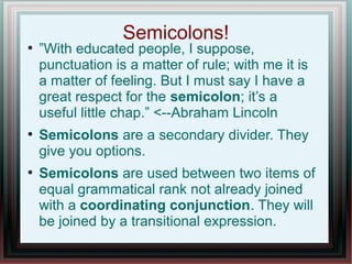 Semicolons | PPT