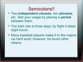 Semicolons | PPT