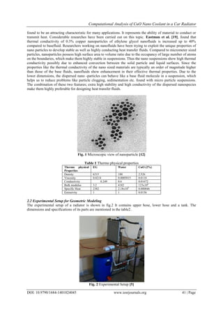 Computational Analysis of CuO Nano Coolant in a Car Radiator | PDF