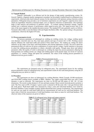 Optimization of Submerged Arc Welding Parameters for Joining Dissimilar Materials Using Taguchi ...