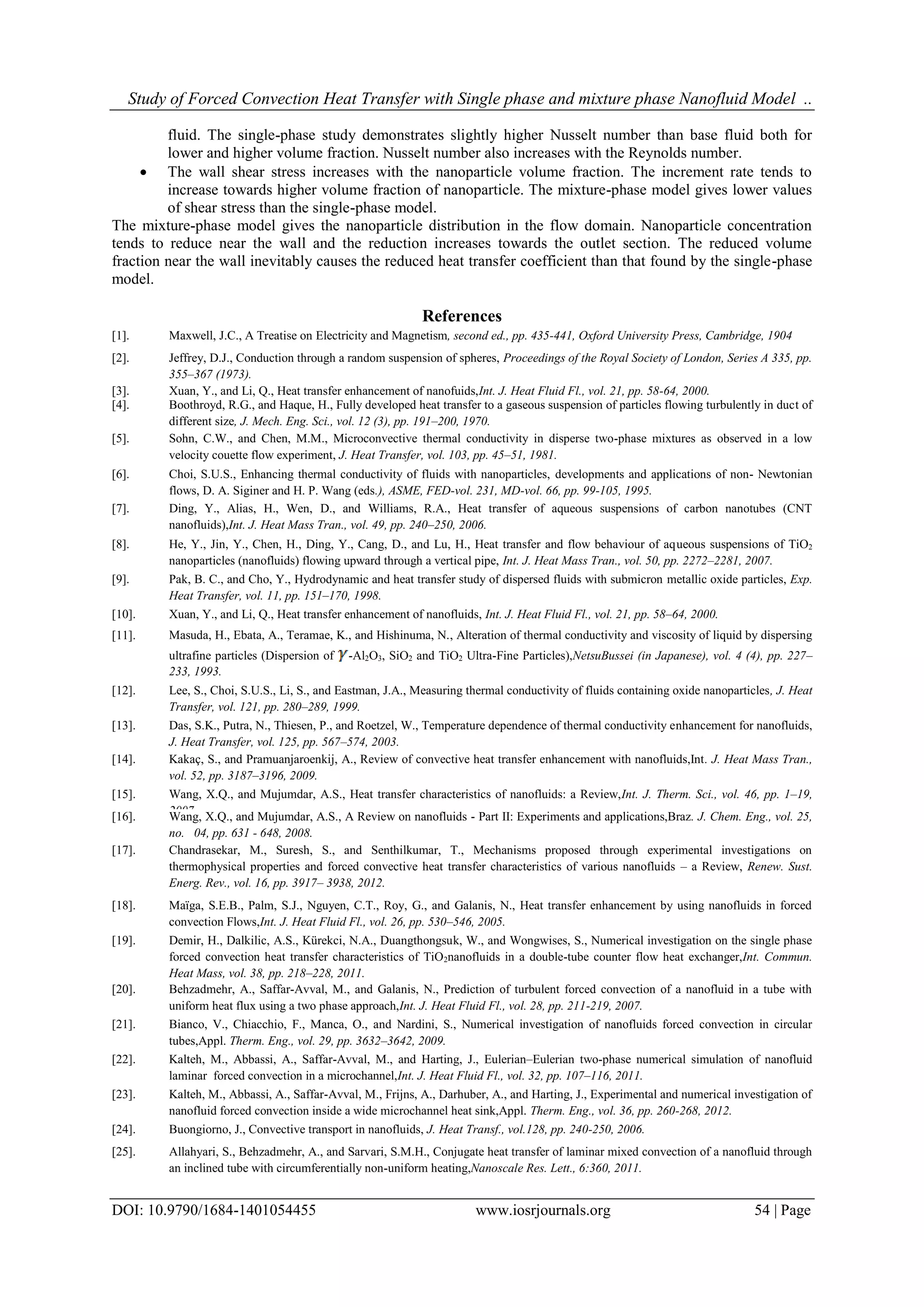 Study of Forced Convection Heat Transfer with Single phase and mixture ...