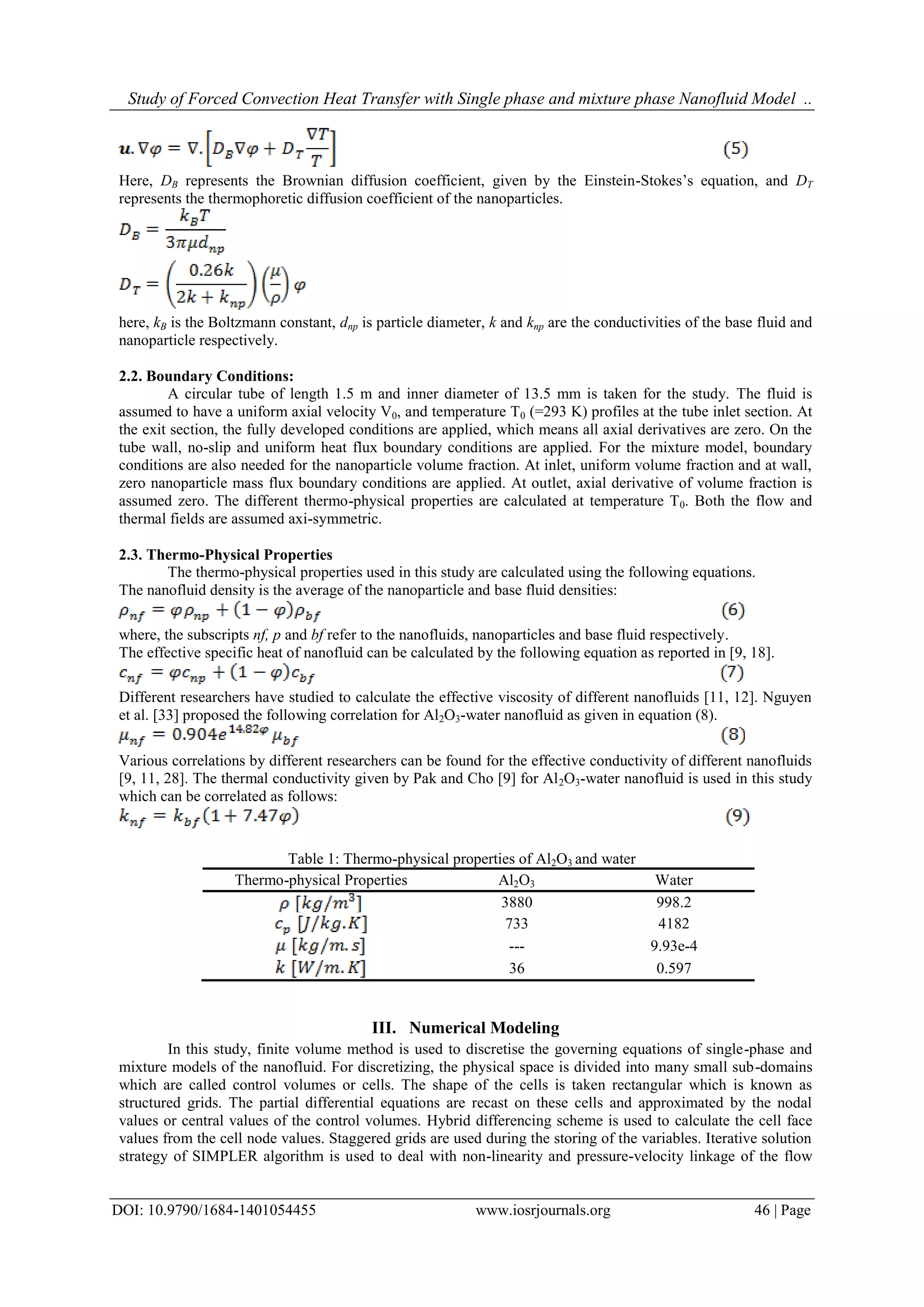 Study of Forced Convection Heat Transfer with Single phase and mixture phase Nanofluid Model at ...