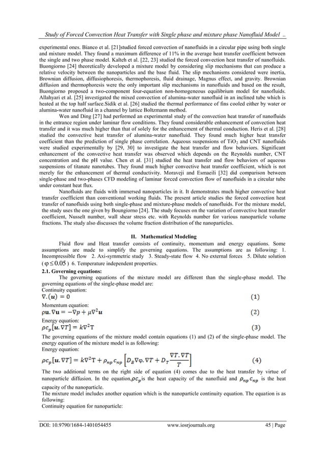 Study of Forced Convection Heat Transfer with Single phase and mixture phase Nanofluid Model at ...