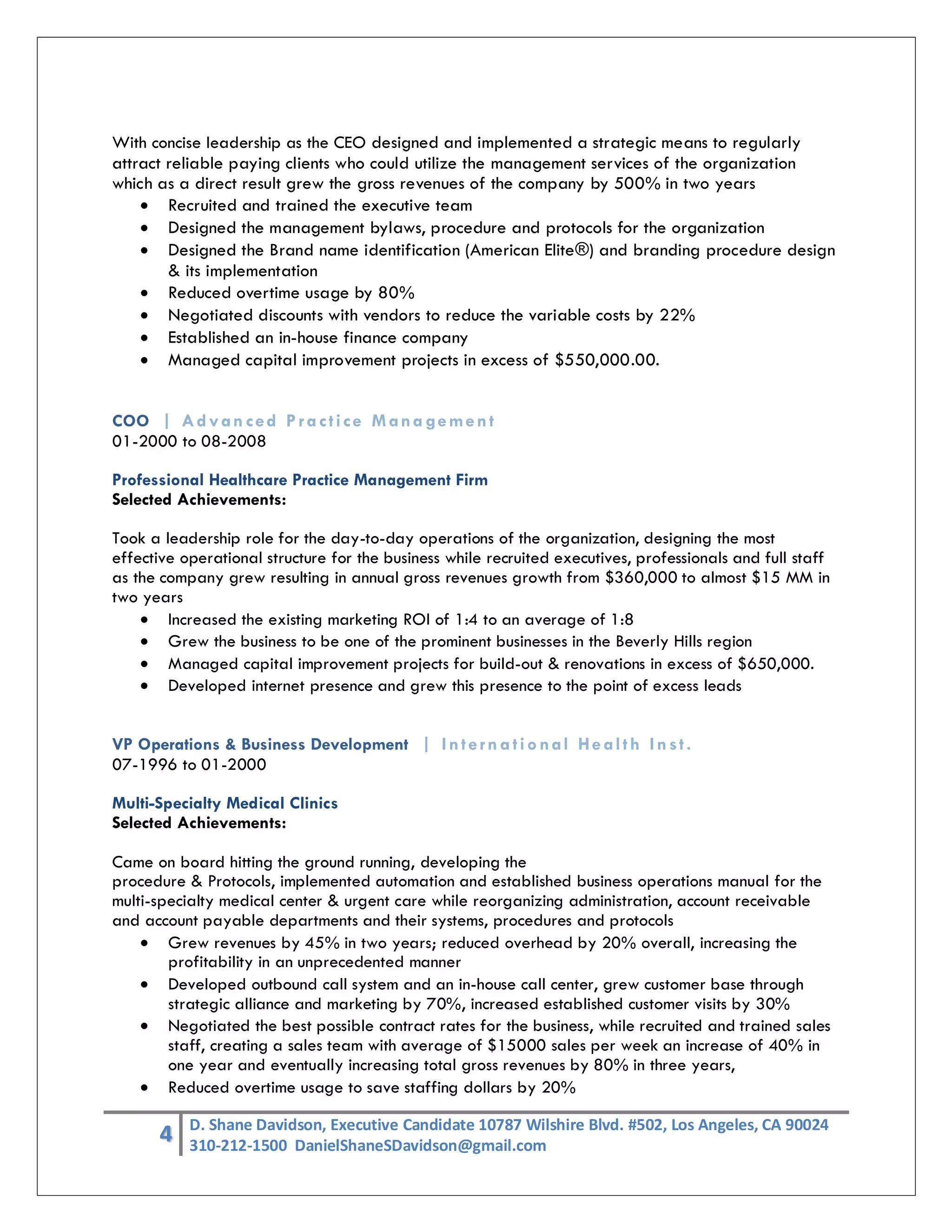 C-LEVEL EXECUTIVE DAVIDSON BRIEF CV and CL 06-2015 | PDF