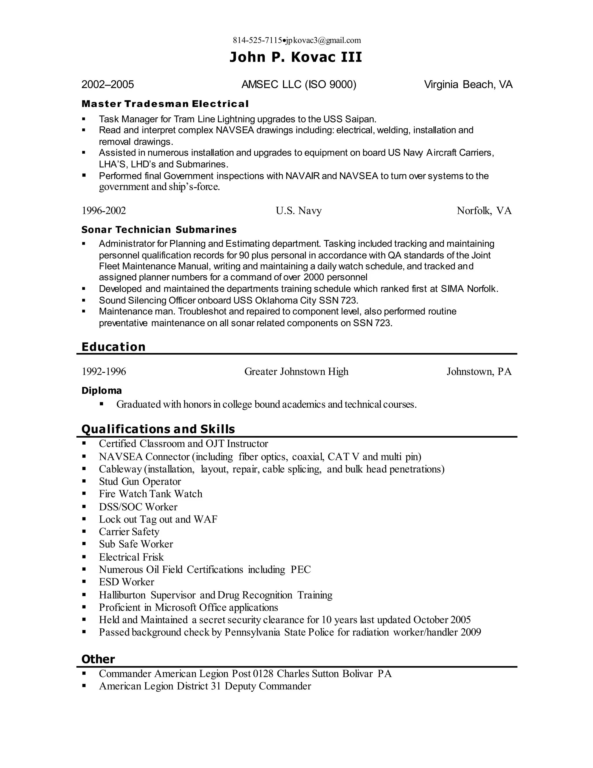 johnkovacresume | PDF