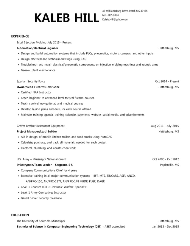 KALEB HILL Resume | PDF | Robotics | Technology & Computing