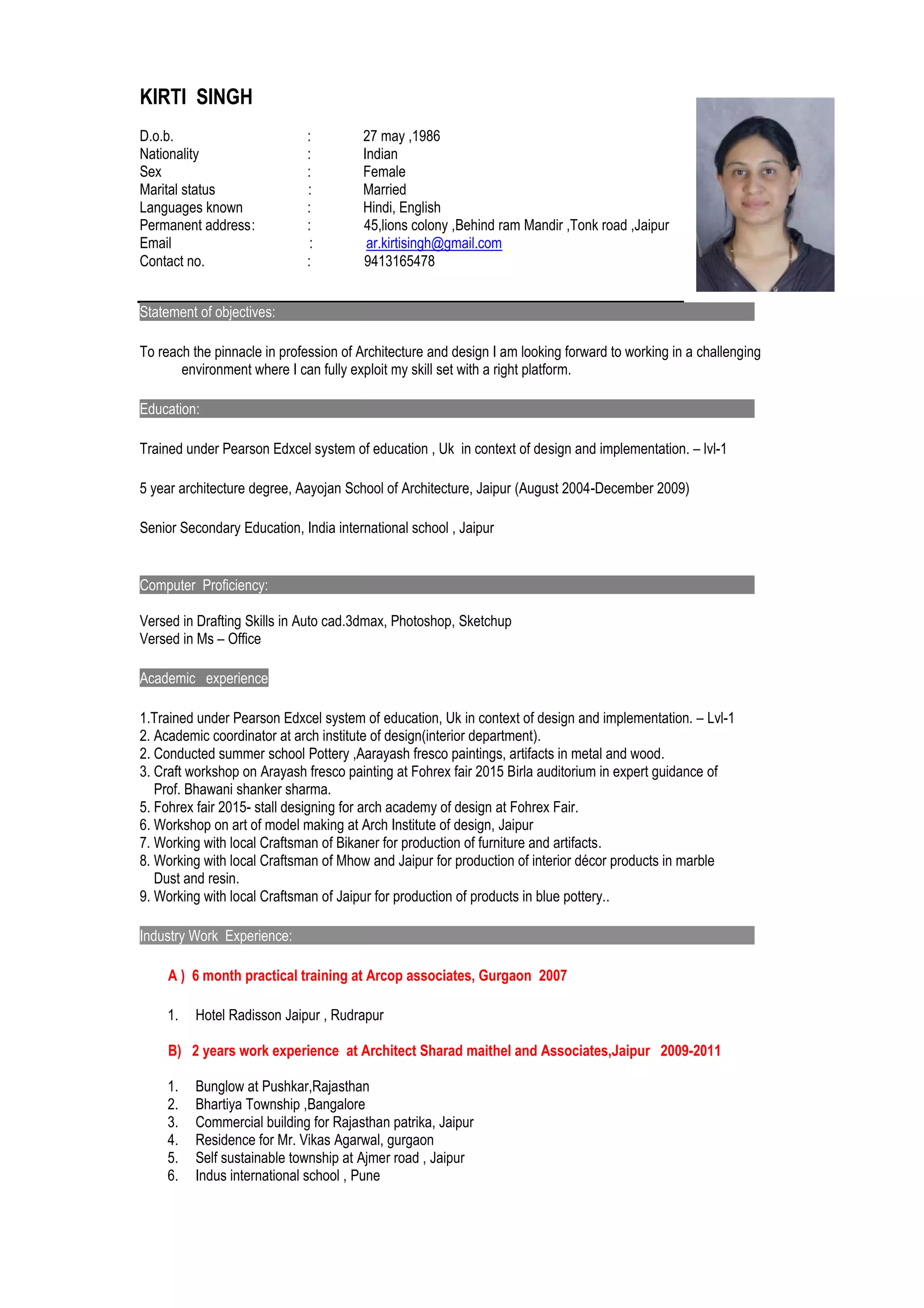 kirti singh cv | PDF