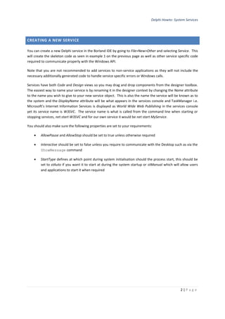 Delphi - Howto Services | PDF