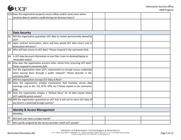 Third party datasecurity assurance questionnaire | PPT
