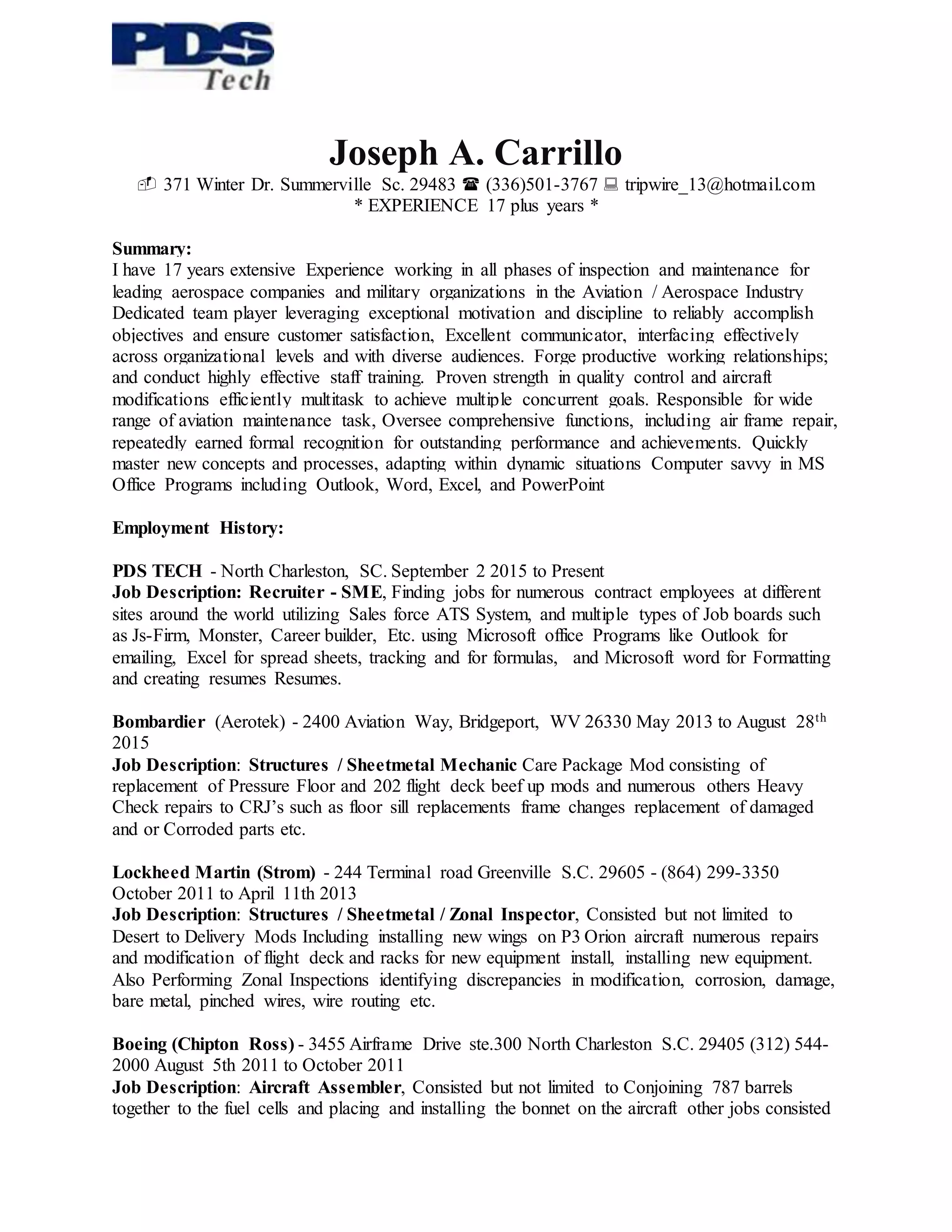 Joseph A Carrillo's Resume | PDF