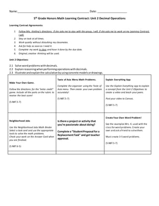 5HM Unit 2 Learning Contract | DOCX