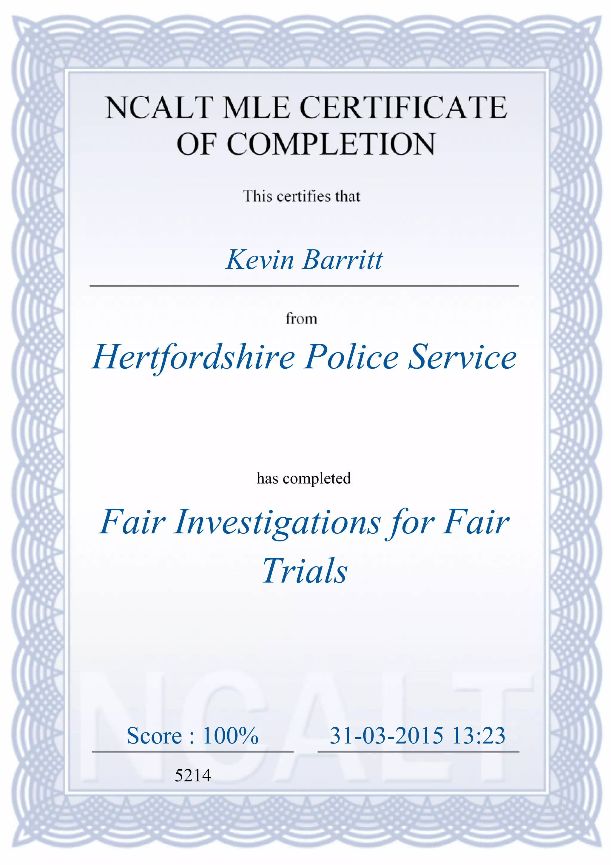 Fair Investigations Certificate | PDF