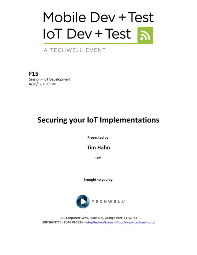 Securing your IoT Implementations | PDF