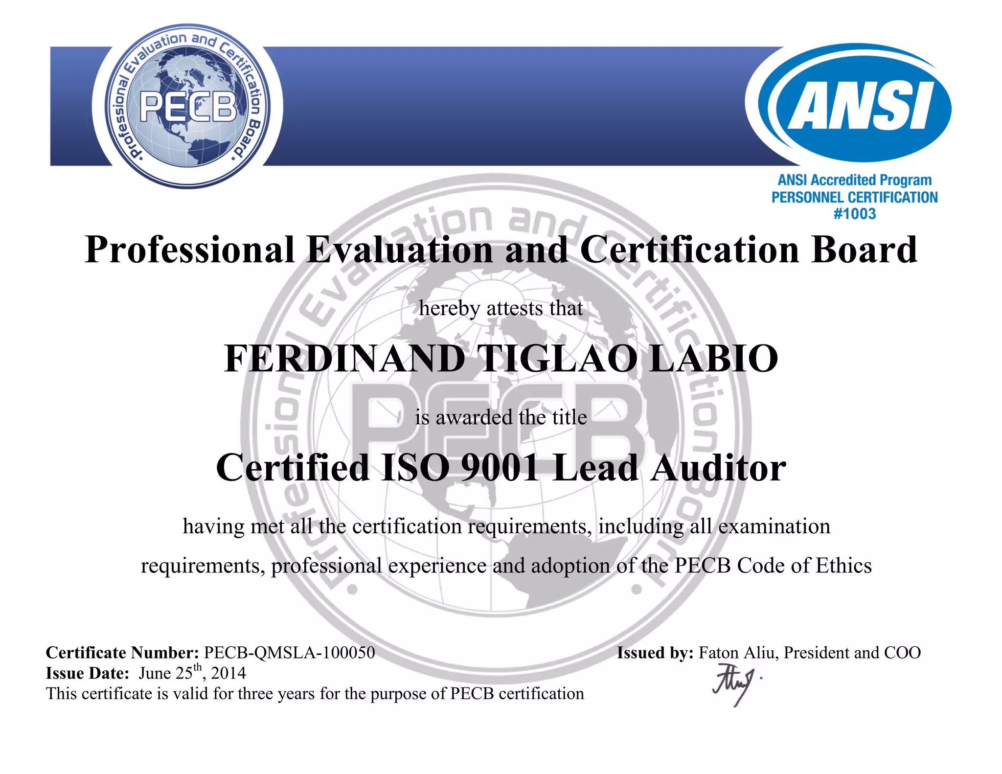 Lead Auditor (ISO 9001) | PDF