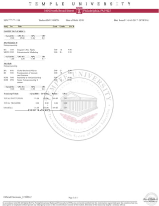 TU E-Transcript (Official) Undergraduate (C) | PDF