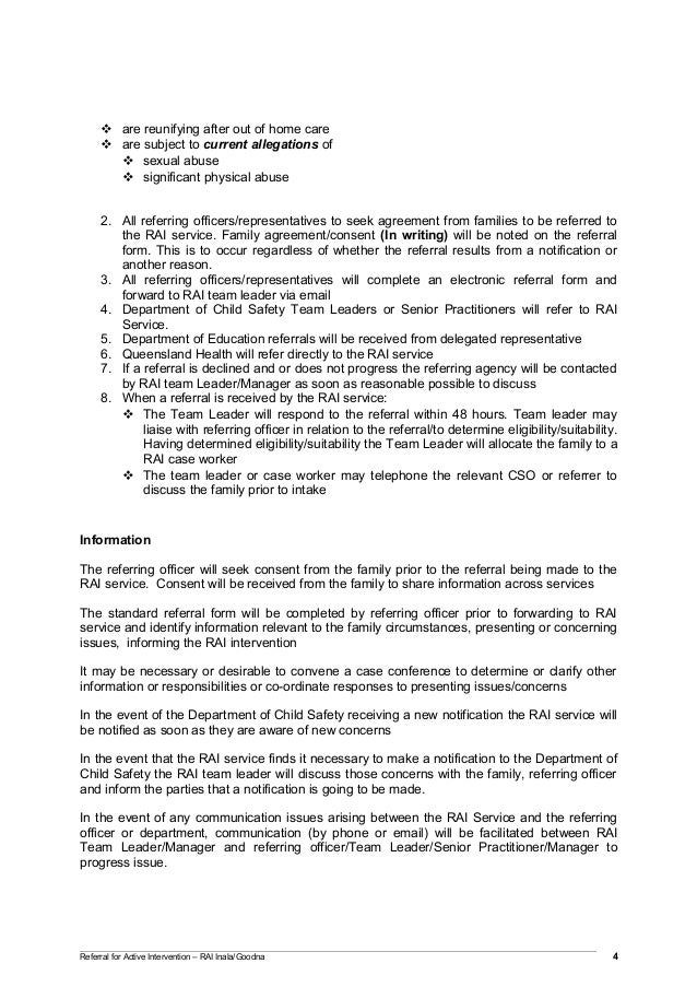 Procedure for Referrals