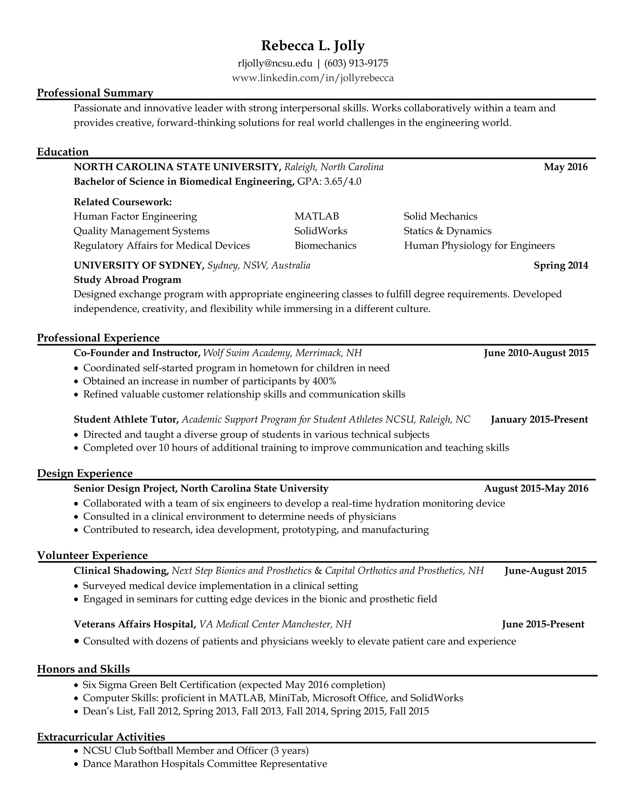 Rebecca Jolly Resume | PDF