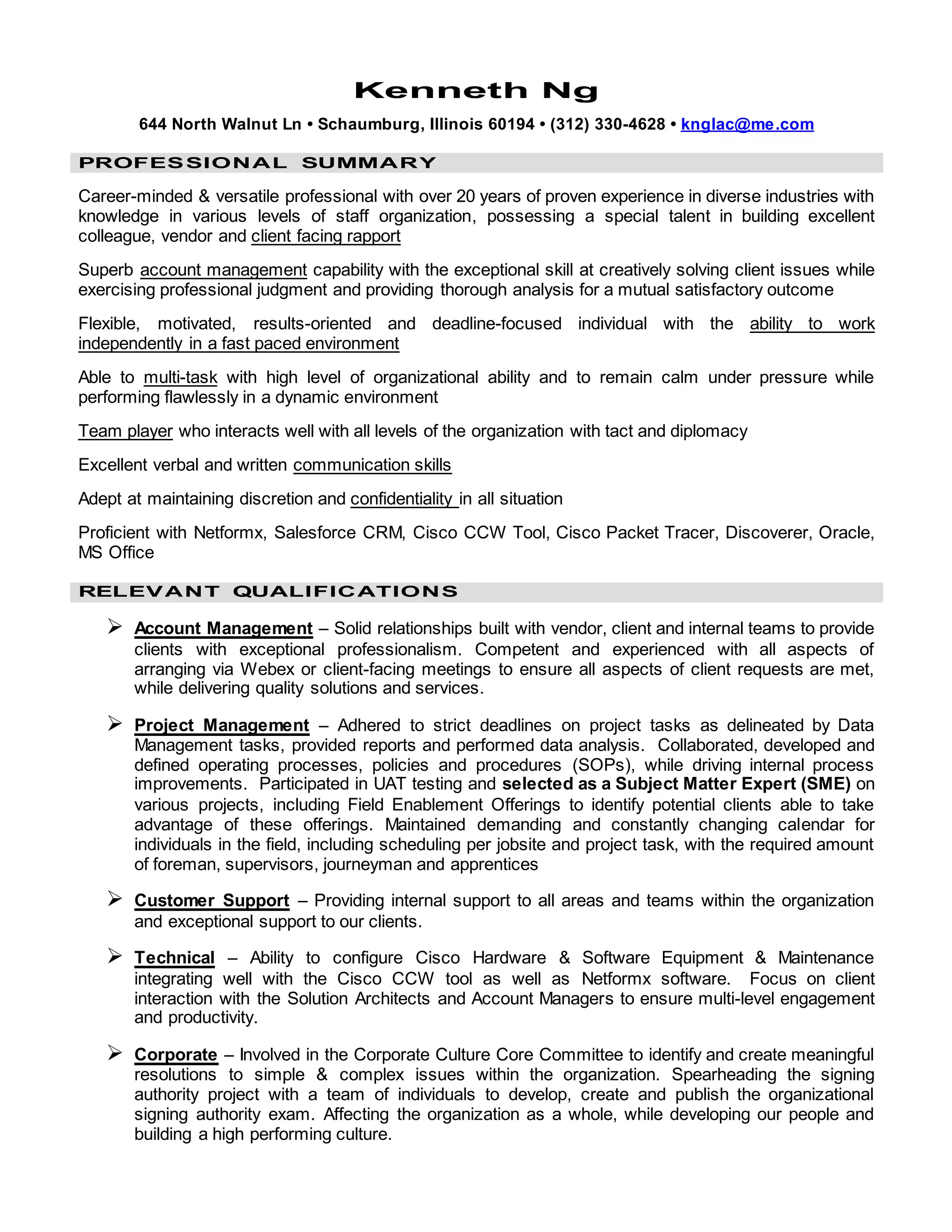 Resume - Ken Ng Summary | DOCX | Sales | Business