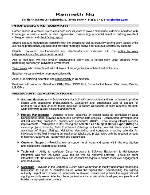 Resume - Ken Ng Summary | DOCX | Sales | Business