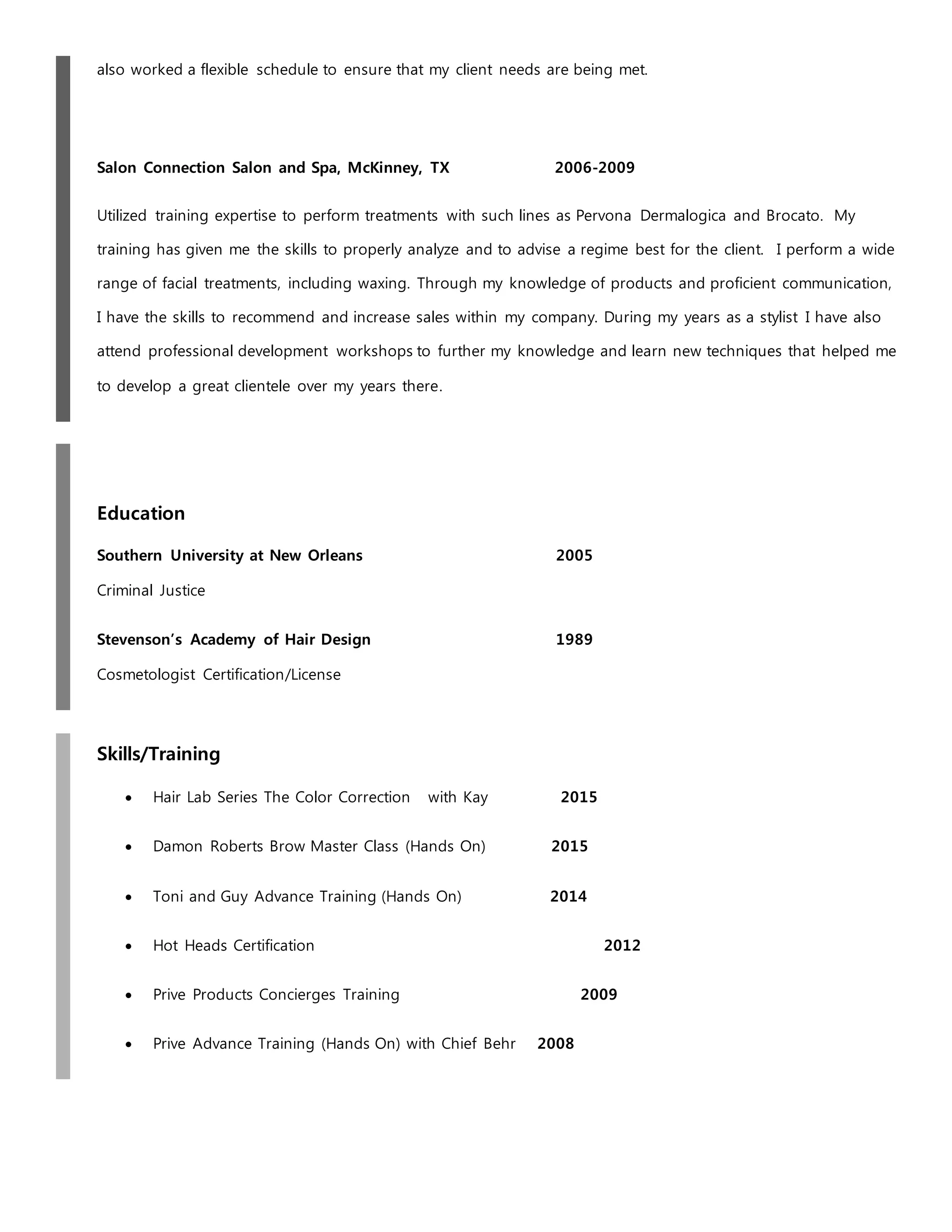 Chiquita's Resume | DOCX | Beauty | Style & Fashion