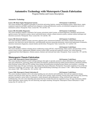 Automotive with Motorsports Chassis Fabrication | PDF