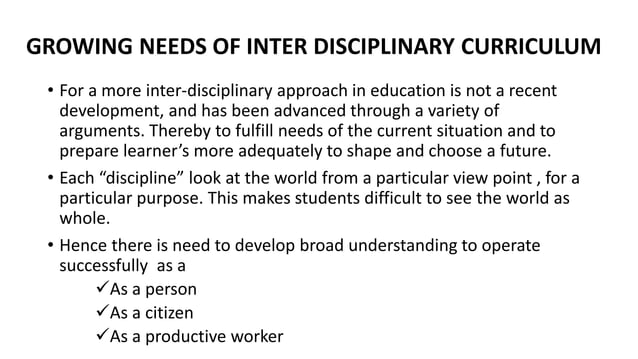 interdisciplinarycurriculum | PPTX | Educational Assessment | Education