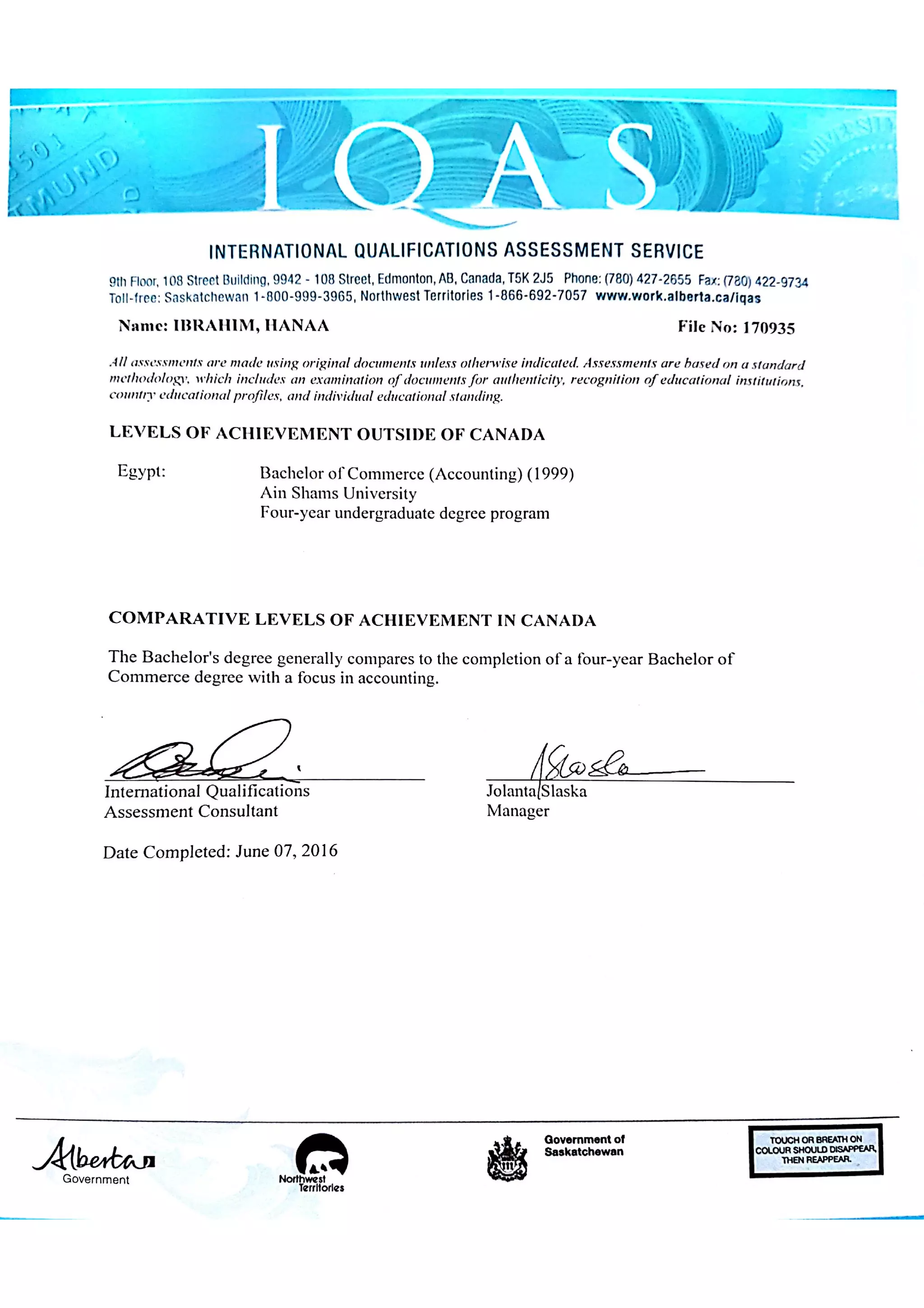 my IQAS certificate | PDF